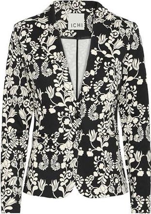 Ichi Ihkate Print Bl23 Blazer daffaires d&eacute;contract&eacute;, 203978_Black Flower AOP, M Femmes