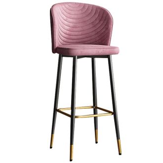 Generic Barhocker, Samt-Tresenhocker, Esszimmerst&uuml;hle mit weicher R&uuml;ckenlehne und Metallbeinen, einfach zu montieren, St&uuml;hle f&uuml;r K&uuml;chentheke/Esszimmer/Hausbar