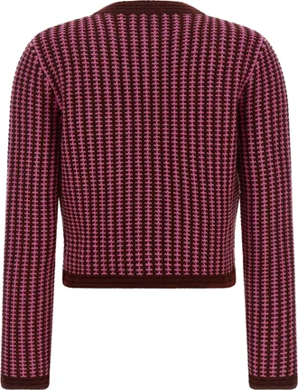 Versace Two-Tone Crochet Wool Cardigan - Pink