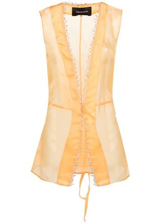 Fabiana Filippi haut en soie à détails de perles - Orange