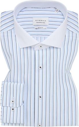 Eterna Baumwollhemd mit Streifen und Kontrastkragen, Slim Fit in