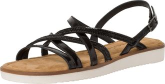 Tamaris Damen Sandalen Leder Sommer; BLACK COMB/schwarz; 36 EU