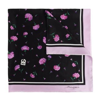 Dolce & Gabbana Femme, Accessoires, Noir, Taille: ONE Size Foulard en soie &agrave; motif floral