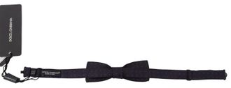 Dolce & Gabbana Mens Blue Pattern Silk Adjustable Neck Papillon Bow Tie