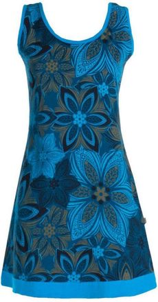 vishes Minikleid Damen Mini-Kleid Baumwolle Blumen-Muster A-Linie Rundhalsausschnitt Alternative Bekleidung, Ethno, Hippie, Retro Style