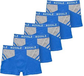 Royalz caleçon Homme Boxer 5-Pack Sportif-Moderne Design, 5 Paires (95% Coton / 5% Elasthanne), Taille:XXL, Couleur:5 Bleu/Gris