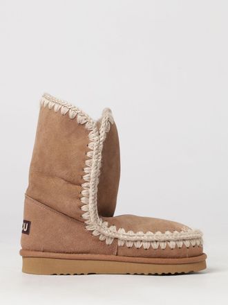 Mou Bottes Eskimo en daim avec coutures en laine