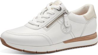Tamaris Comfort Damen Sneaker flach zum Schnüren mit Reißverschluss, Weiß (White Nappa), 37 EU