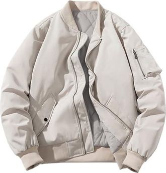 Generic Veste bomber coupe-vent matelassée pour homme Coupe ajustée Veste de sport légère Veste bomber décontractée, Gris 2, 4XL