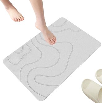 Generic Saugfähige Badematte aus Stein, Badematte aus Kieselstein-Wasserflasche, rutschfreie Bodenmatte, Wasseraufnahme, schnell trocknende Silikonduschmatte,