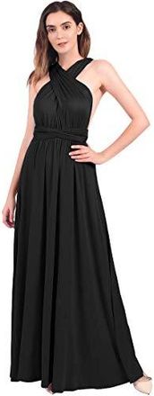 Ibtom Robe longue convertible pour femme - Robe de soirée, de bal, de mariage, de cocktail - Noir - X-Small