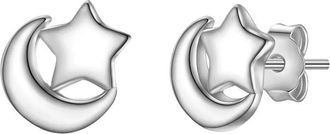 Glanzst&uuml;cke M&uuml;nchen Ohrringe - Sterling Silber Ohrstecker Mond/Stern - Gr. unisize - in Silber - f&uuml;r Damen