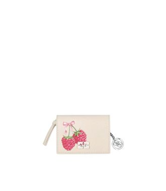 Ganni PORTE-CARTES RASPBERRY BLANC GANNI