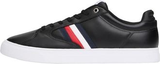 Tommy Hilfiger Baskets Cuvette Homme Icon Court Stripes en Cuir, Noir (Black), 42