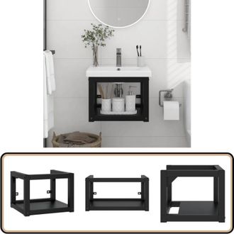 vidaXL Badezimmer Wand-Waschtischgestell Schwarz 40x38x31 cm Eisen - Wand-Waschtischgestell - Badezimmerregal - Eisen-Gestell - Schwarzes Badezimmerzubeh&ouml;r