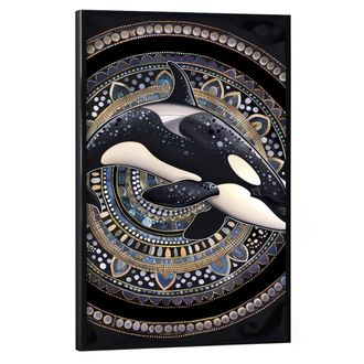artboxONE Poster mit schwarzem Rahmen 30x20 cm Natur Mandala - Orca - Bild Mandala Boho buddhistisch