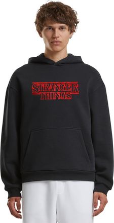 Merchcode Merchcode Mens MC1451-Stranger Things Neon Sign Fluffy Hoody Hooded Sweatshirt, Black, XL