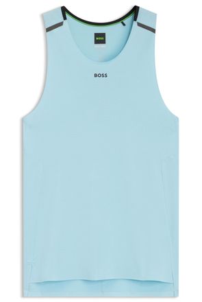 BOSS Herren Tank Active Seas Active Tanktop aus Mesh-Jersey mit dekorativen reflektierenden Details Hellblau M