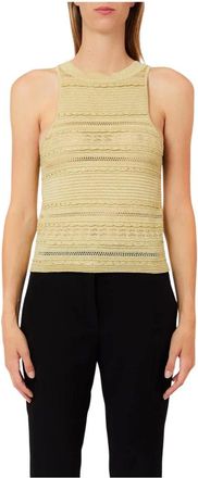 Liu Jo Femme, Tops, Jaune, Taille: 36 FR Top en maille ajour&eacute;e