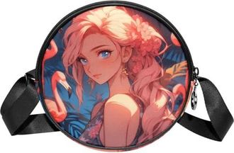 Generic Sac &agrave; bandouli&egrave;re Circle pour femme, petit sac &agrave; bandouli&egrave;re avec fermeture &eacute;clair, bretelles r&eacute;glables, sac &agrave; main rond d&eacute;contract&eacute; pour femmes et fi