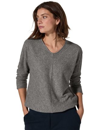 Cecil Damen B322386 Melange Ottoman T-Shirt, Flint Grey Melange,XS
