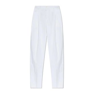 Dolce & Gabbana Homme, Pantalons, Blanc, Taille: XL Pantalon Pliss&eacute; en Coton