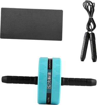 Cabilock Fitness Roller Wheel mit Knieschoner und Springseil Leiser Trainingsroller für Zuhause Leichtes Langlebiges Core workout equipment in Blau und Schwarz