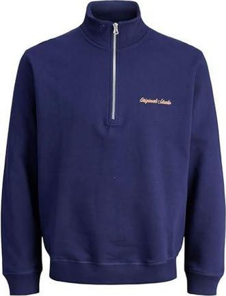 Jack & Jones Sweat-Shirt pour Homme avec Demi-Fermeture &eacute;clair, Ocean Cavern, S
