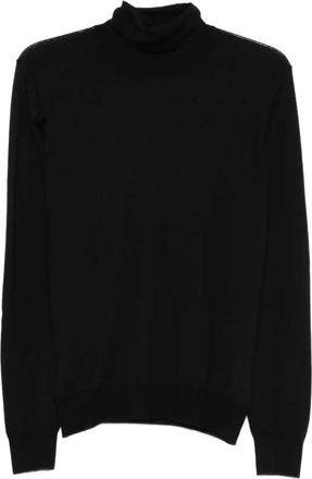 Barba Homme, Pulls, Noir, Taille: 2XL Pull col roulé en laine et soie de luxe