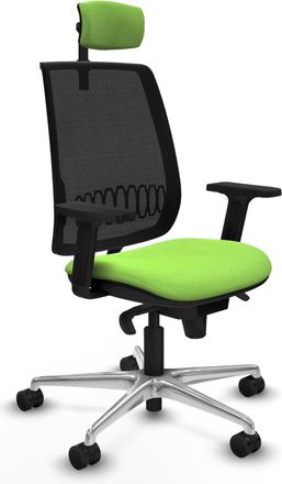 Piqueras y Crespo Alares 2D-Armlehnen, h&ouml;henverstellbare Lendenwirbelst&uuml;tze und h&ouml;henverstellbares Kopfteil, Schwarz / Pistazie