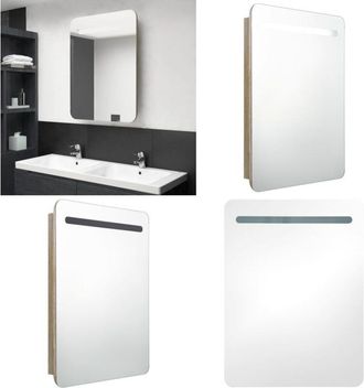 vidaXL LED-Bad-Spiegelschrank Eichen-Optik 60x11x80 cm - LED-Spiegelschrank - Badezimmerspiegel - Eichenschrank - Wandregal - Aufbewahrungsschrank - Home &