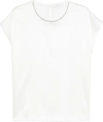 PANICALE Panicale, Femme, Blouses et Chemises, Blanc, Taille: 48 FR Haut en Soie Perl&eacute;e