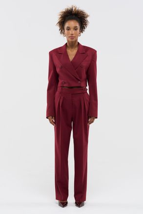 Benu Damen Kurzer Burgunder Blazer