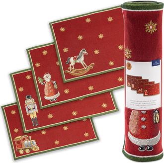 Villeroy & Boch Toys Delight Jubil&auml;ums-Set Gobelin Platzset 4-teilig Bunt, Weihnachten, Platzset f&uuml;r 4 Personen, Tischdeko, Weihnachtsmotiv, Baumwolle, Polyester