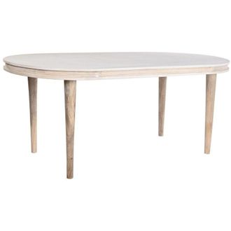DKD Home Decor Esstisch DKD Home Decor Wei&szlig; Gold Messing Mango-Holz 180 x 90 x 76 cm