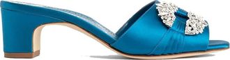 Manolo Blahnik Hohe Schuhe - Manolo Blahnik Prinap 050 Satin Mules - Gr. 36,5 (EU) - in Blau - für Damen