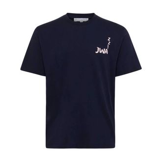 J.W.Anderson Homme, Tops, Bleu, Taille: S T-Shirt avec Imprim&eacute; au Dos