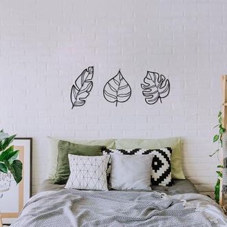 Hanah Home Stylish Black Decorative Metal Wall Accessory Set (3 Pieces) | 100% Metal, 1.5 mm Thick | Perfect for Home Decor, Modern & Elegant Design