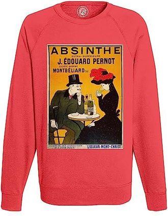 Fabulous Sweatshirt Homme Rouge Original Retro Absinthe Vieille Affiche Alcool Liqueur