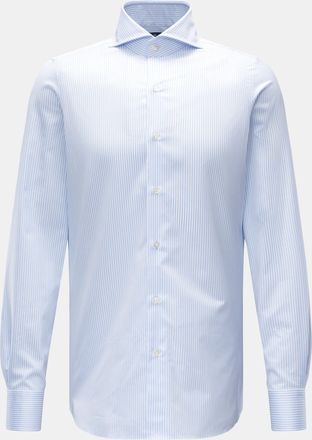 Finamore Herren - Business Hemd Sergio Napoli Haifisch-Kragen hellblau/weiß gestreift