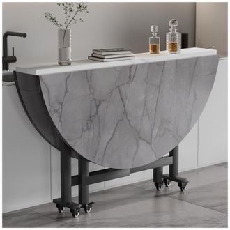 Generic 1,120cm,Vielseitiger, Zusammenklappbarer, Ausziehbarer Esstisch für Abendessen, Küche und Büro, Schreibtisch, Runder Esstisch, Platzsparend, Zusammenk