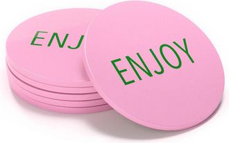 Luna Via Untersetzer Words, hochwertiger Keramik, Inspirierende Designs (Enjoy Rosa-Grün)