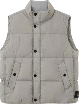 Stone Island Homme, Vestes, Gris, Taille: XL Gilet Crinkle Reps NY Teint en Pi&egrave;ce