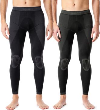 Ladeheid Herren Thermounterw&auml;sche Lange Unterhose Thermoleggings Funktionsunterw&auml;sche f&uuml;r Winter und Sport, thermoaktiv, warm und atmungsaktiv LAGI002 (2er Pac