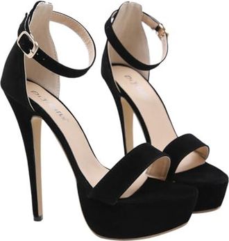 Hemobllo Sandales à Talons Élégantes pour Femme Design Simple et Chic Semelle Plateforme et Confort Respirant et Noir