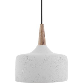 Beliani Lampe Suspension Luminaire Scandinave Blanc Effet B&eacute;ton E27 60W Design Tendance pour Salon ou Salle &agrave; Manger Nordique et Minimaliste Beliani