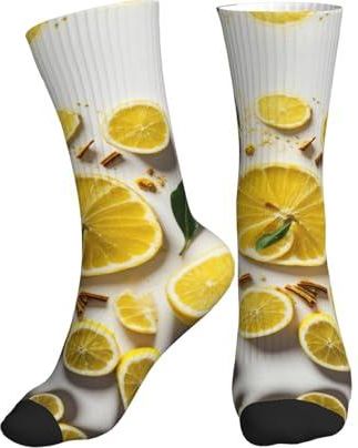 Generic Renforcées Chaussettes De Sports Citron Jaune Hommes Socquettes Anti-Ampoules Chaussettes Courtes Pour Training Yoga Marche 40Cm