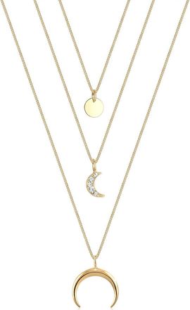 Elli Halskette Damen Halbmond Layer Trend mit Kristalle aus 925 Sterling Silber