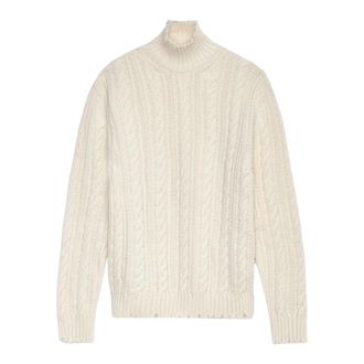 A Paper Kid Homme, Pulls, Beige, Taille: M Maglione Trecce Collo Alto