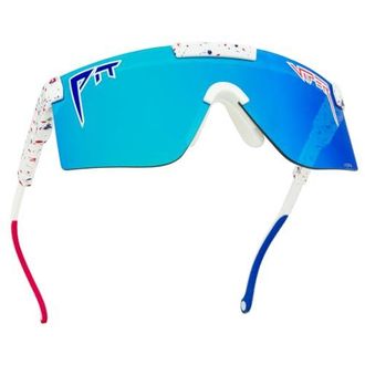 Pit Viper The Original 2.0 Lunettes de soleil (rouge, blanc et bleu avec verres bleus polaris&eacute;s HDPV, r&eacute;gulier)